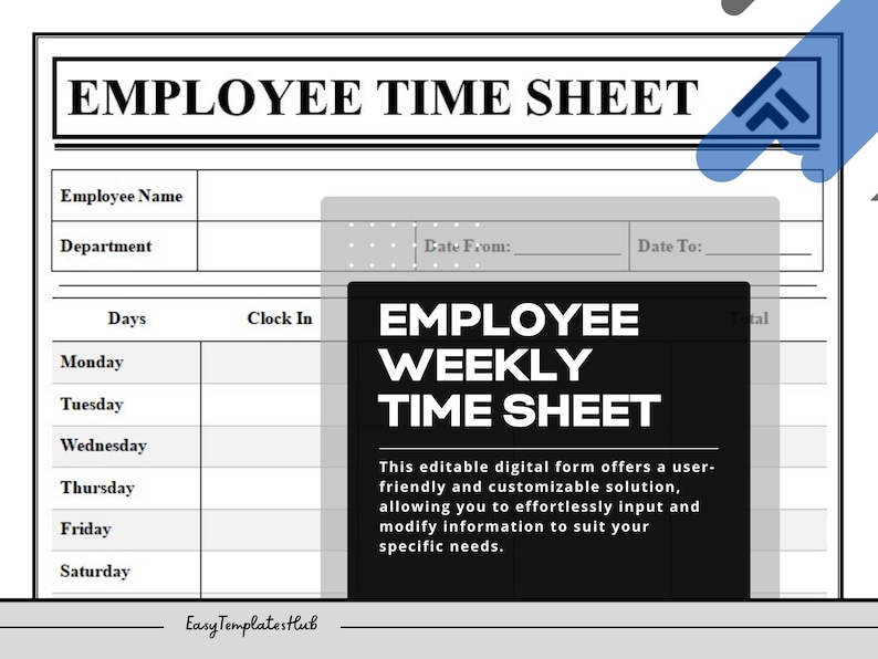 Professional Employee Weekly Time Sheet, Employee Time Sheet, Student ...