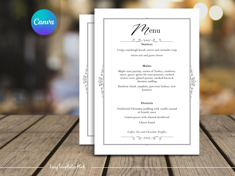 Modern Bar Menu Template, Editable Menu Template, Bar Menu, Minimalist ...