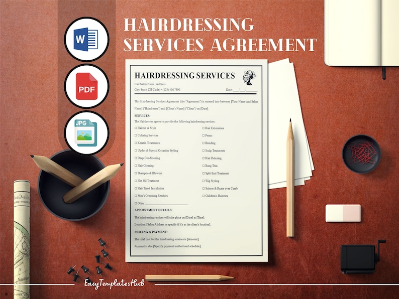 Hairdressing Service Agreement, Hairstylist Contract, Hairdressing Form ...