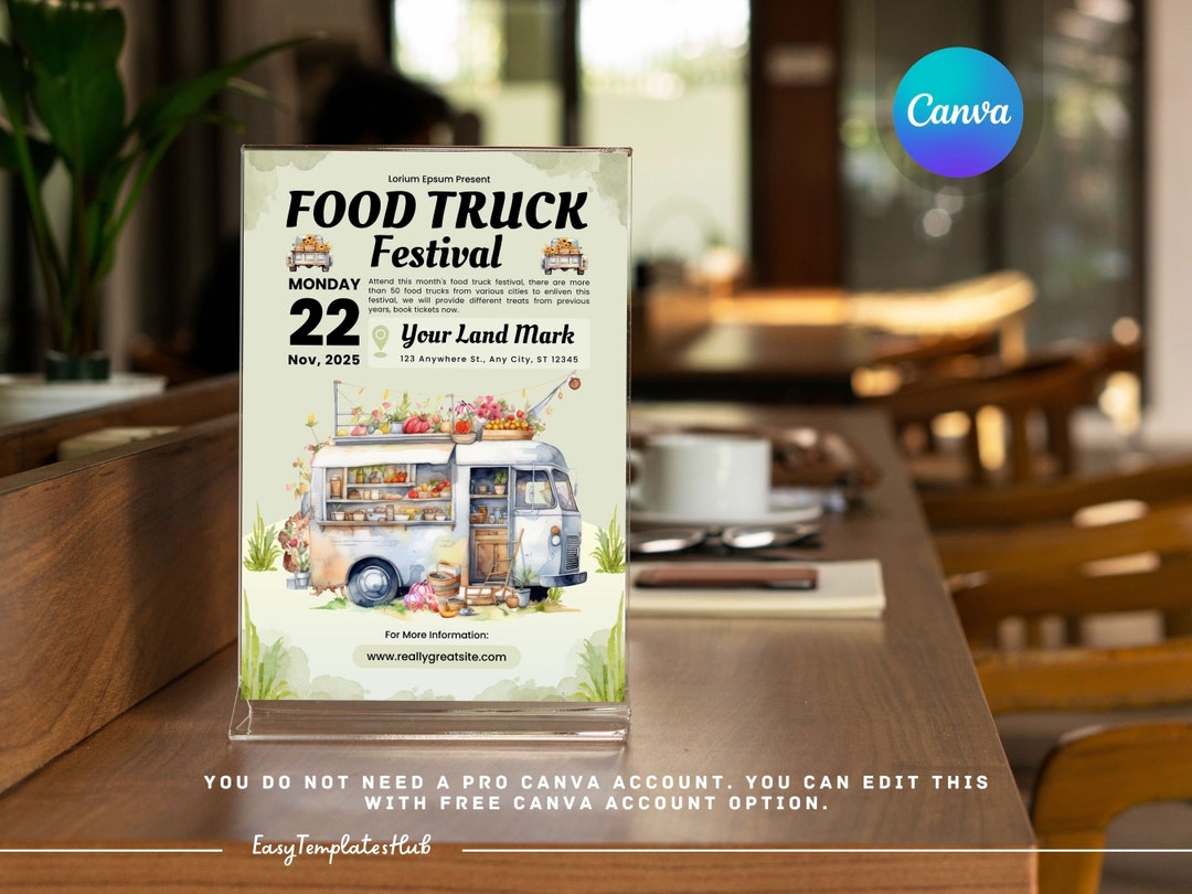 Editable Food Truck Theme Template, Food Truck Flyer, Food Truck ...