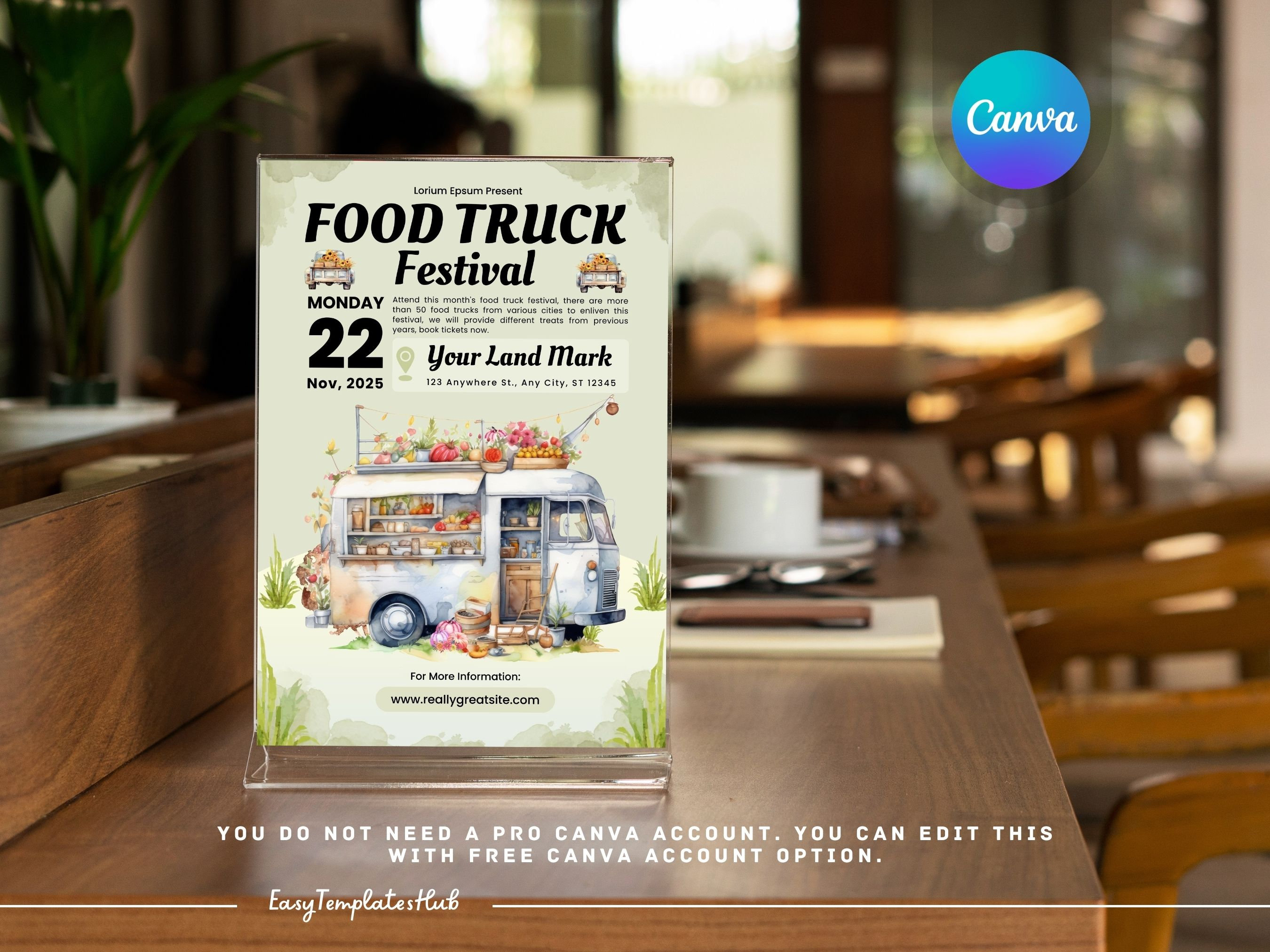 Editable Food Truck Theme Template, Food Truck Flyer, Food Truck ...
