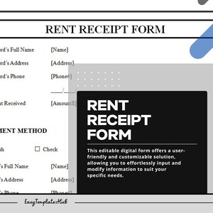 Professional Rent Receipt Form, Printable Rent Receipt, Sales Receipt ...