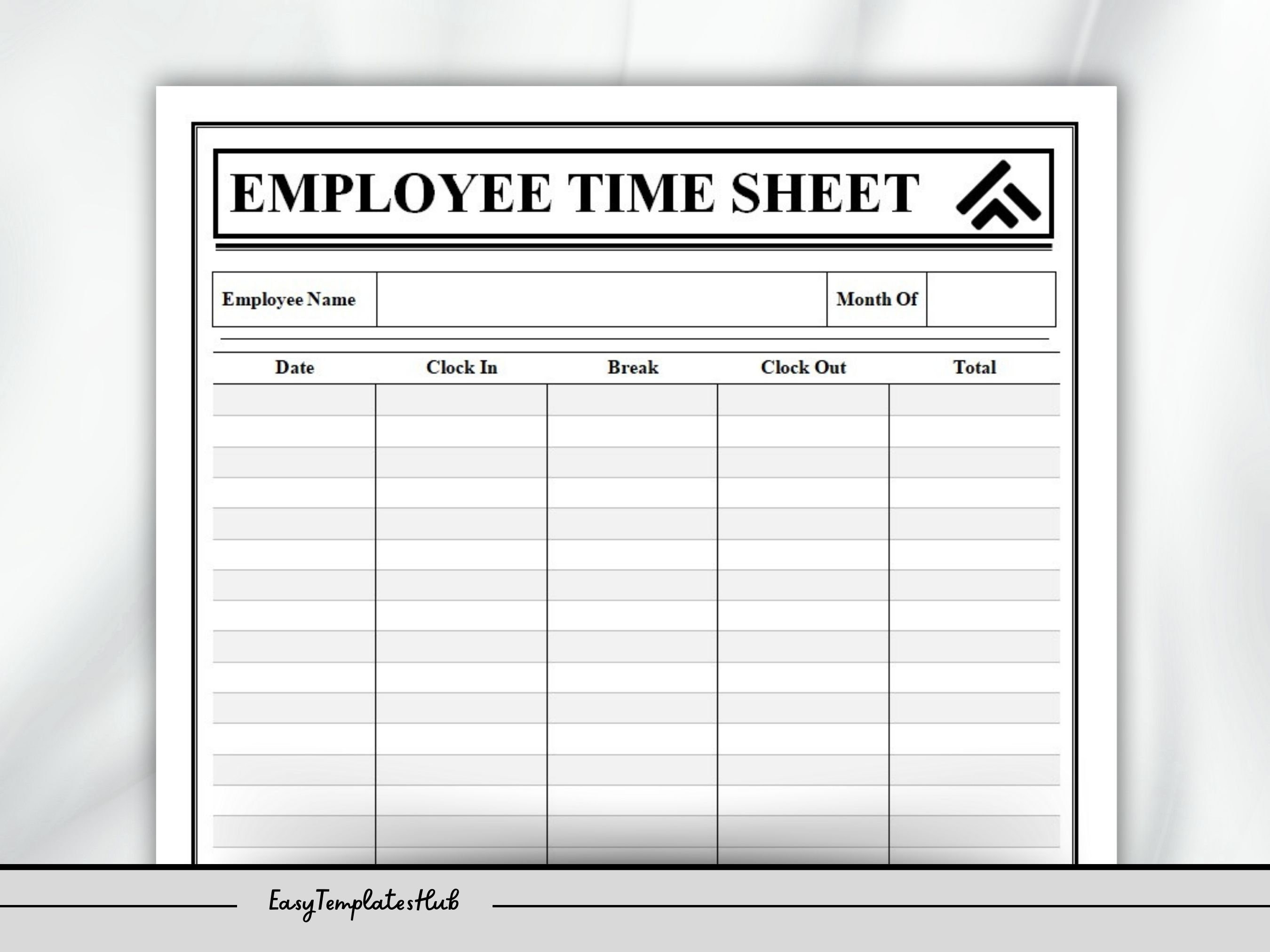 Employee Time Sheet, Employee Timekeeping Sheet, Printable Timesheet ...