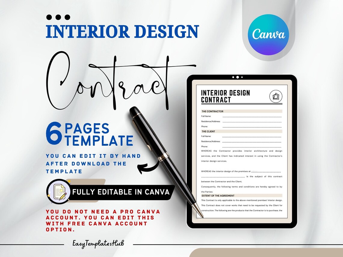 Interior Design Client Contract Template, Interior Design Project ...
