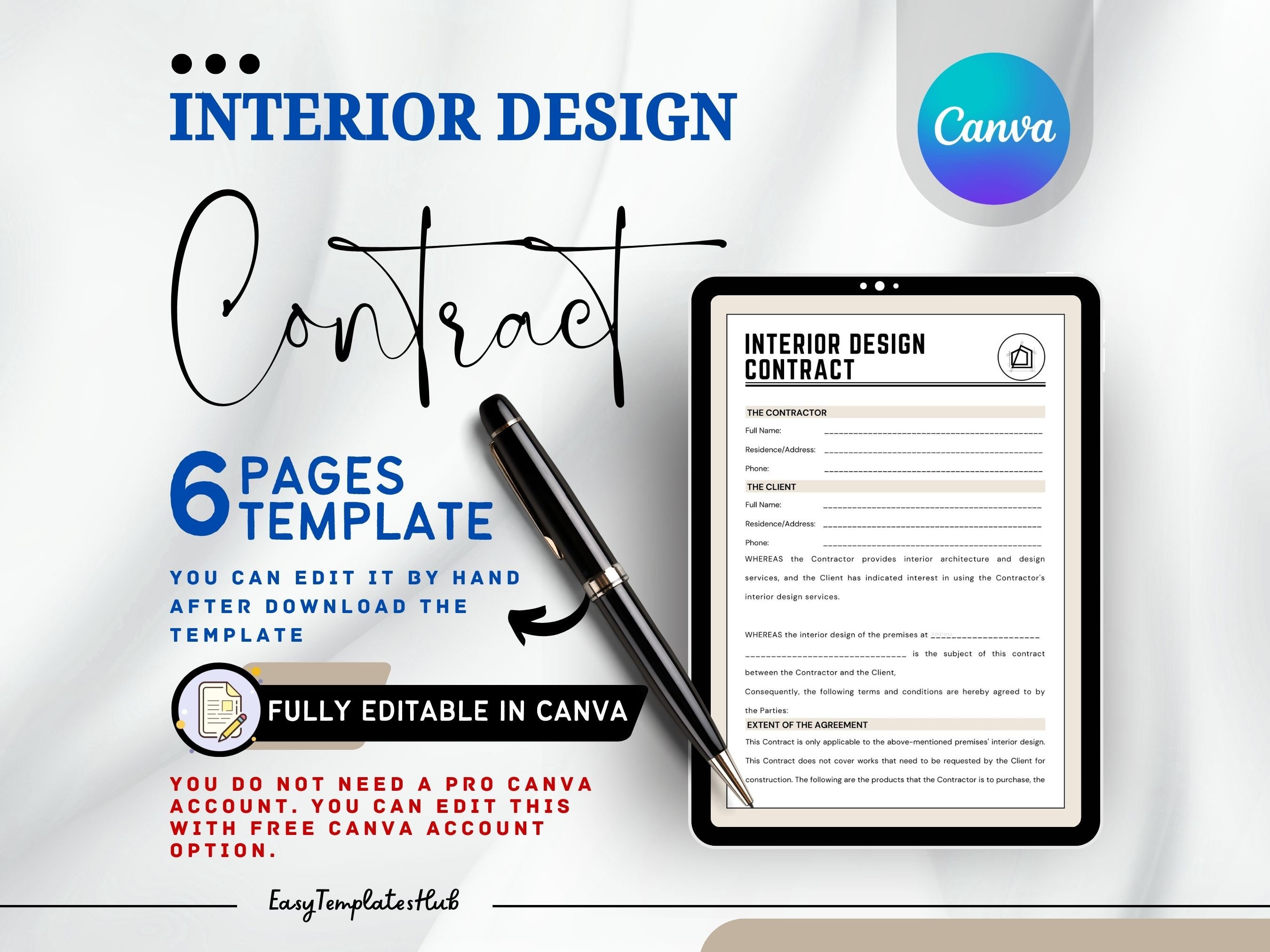 Interior Design Client Contract Template, Interior Design Project ...