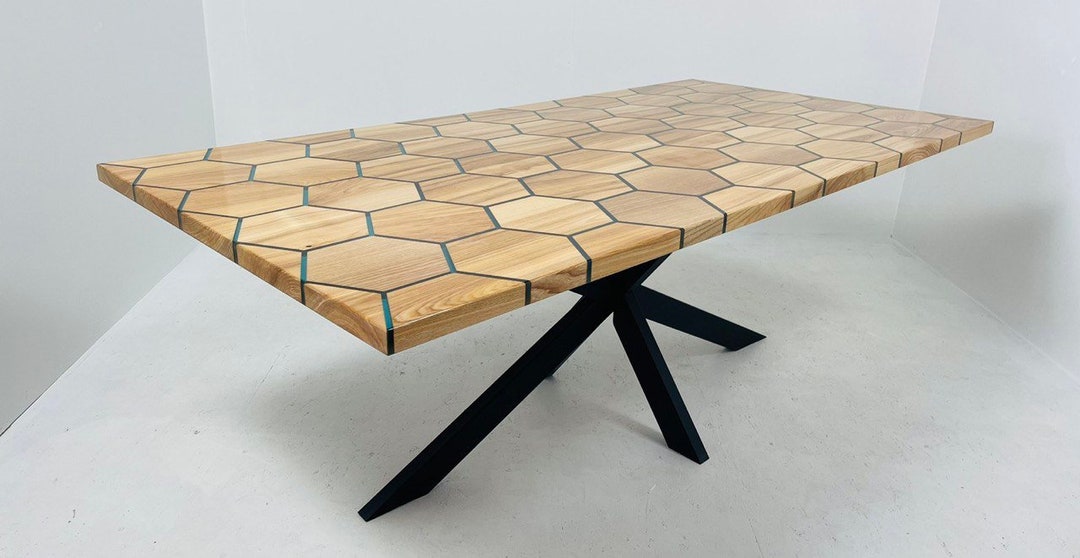 Hexagon Honeycomb Epoxy Table 78 Inch Dining Table Custom - Etsy