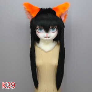 Furry Cosplay Mask Head With Black Hair Kig Kemono Mask - Etsy