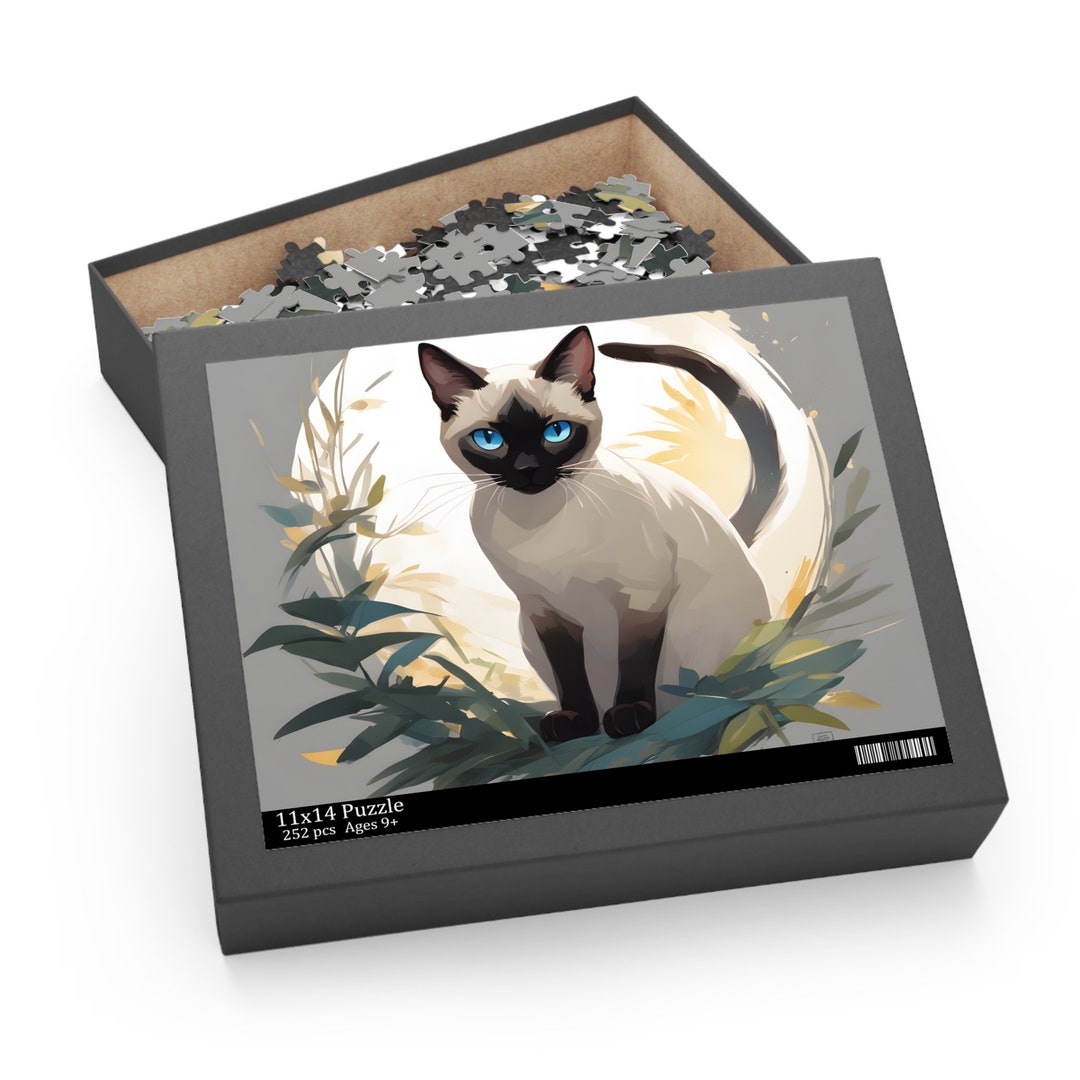 Painterly Siamese Cat Puzzle Catful Petful Cat Gift Siamese Cat Art ...