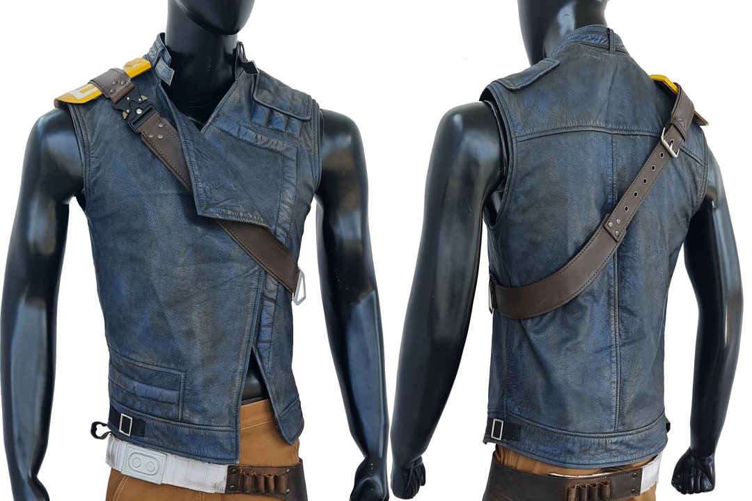 Cal Kestis Vest Inspired by Jedi Survivor Leather Vest With Cross Belt ...