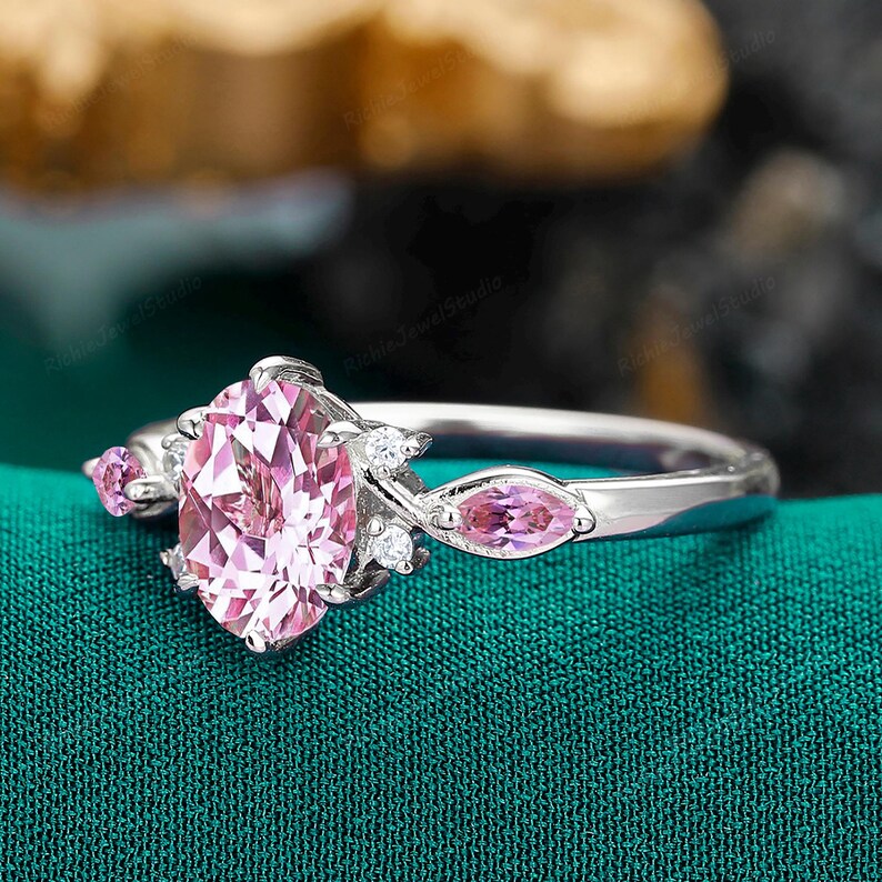Delicate Pink Sapphire Ring,oval Pink Sapphire Engagement Womens Ring ...