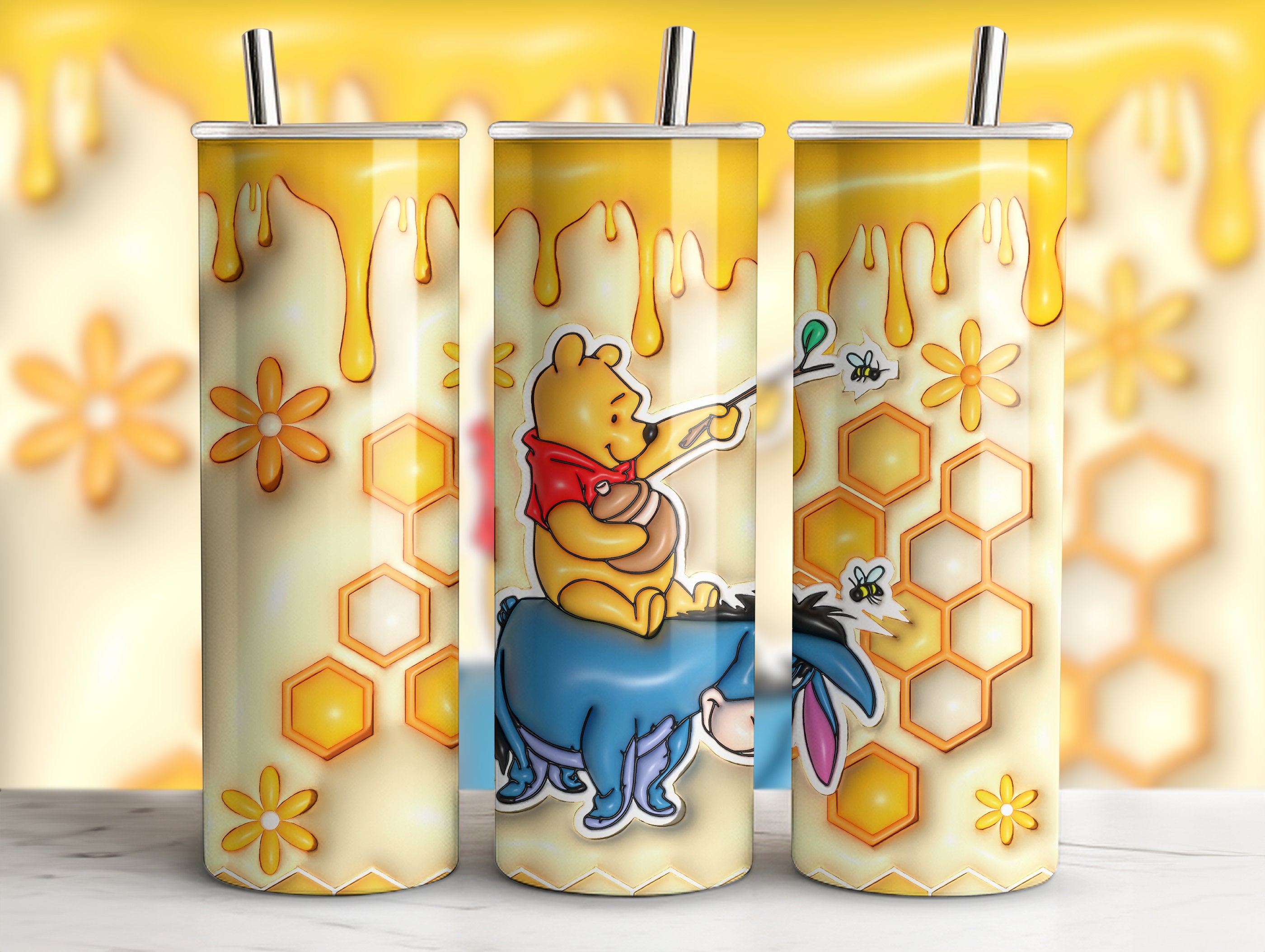 3D Inflated Winnie the Pooh Tumbler Wrap, 20 Oz Skinny Tumbler Wrap ...