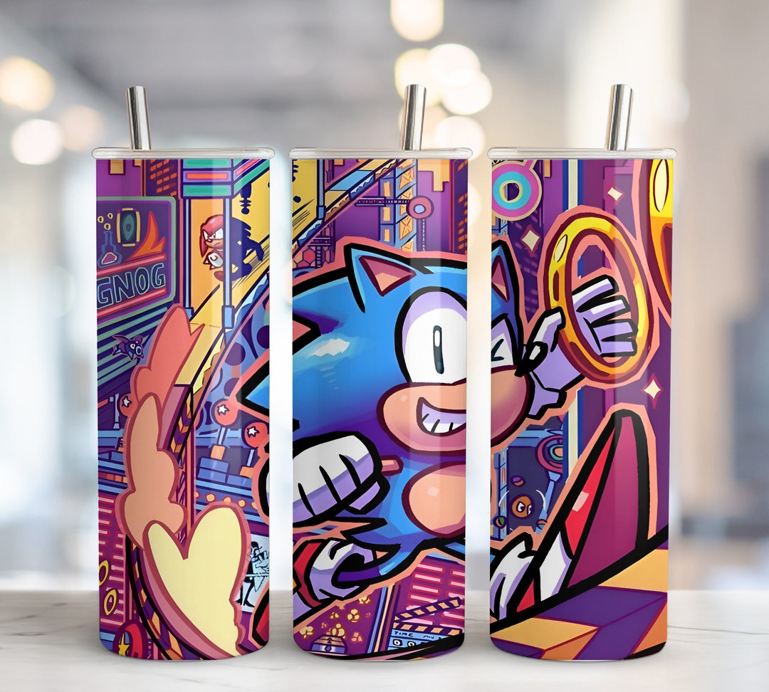Sonic Wrap 20oz Skinny Tumbler Wrap, the Hedgehog,sonic 20 Oz ...