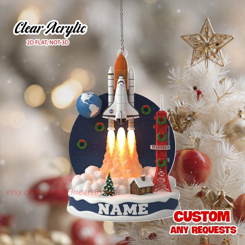 Space Shuttle Acrylic Ornament, Personalized Custom Name Astronaut Gift ...