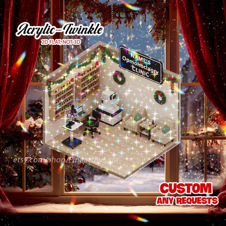 Christmas Ophthalmology Clinic Acrylic Ornament, Personalized Custom ...