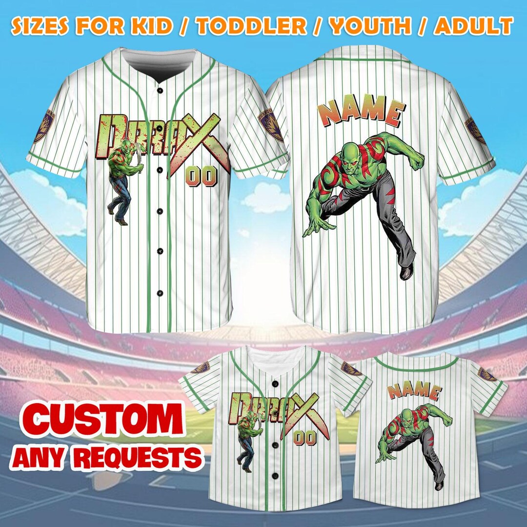 Drax the Destroyer Jersey Shirt, Guardians of the Galaxy Baseball ...