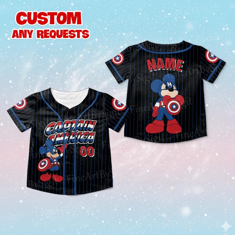Mickey Captain America Cosplay Baseball Jersey, Mickey Captain Costume ...