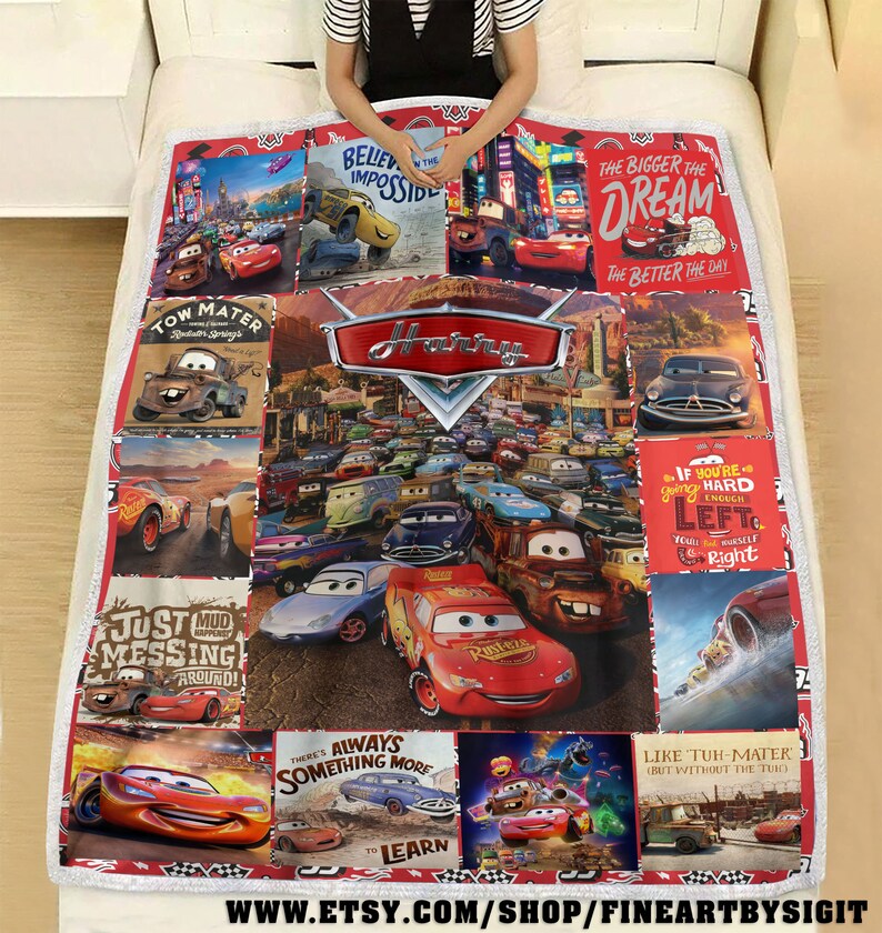Personalized Pixar Cars Blanket, Lightning Mcqueen Fleece Mink Sherpa ...
