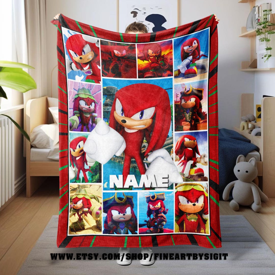 Personalized Knuckles the Echidna Blanket, Knuckles Throw Blanket ...