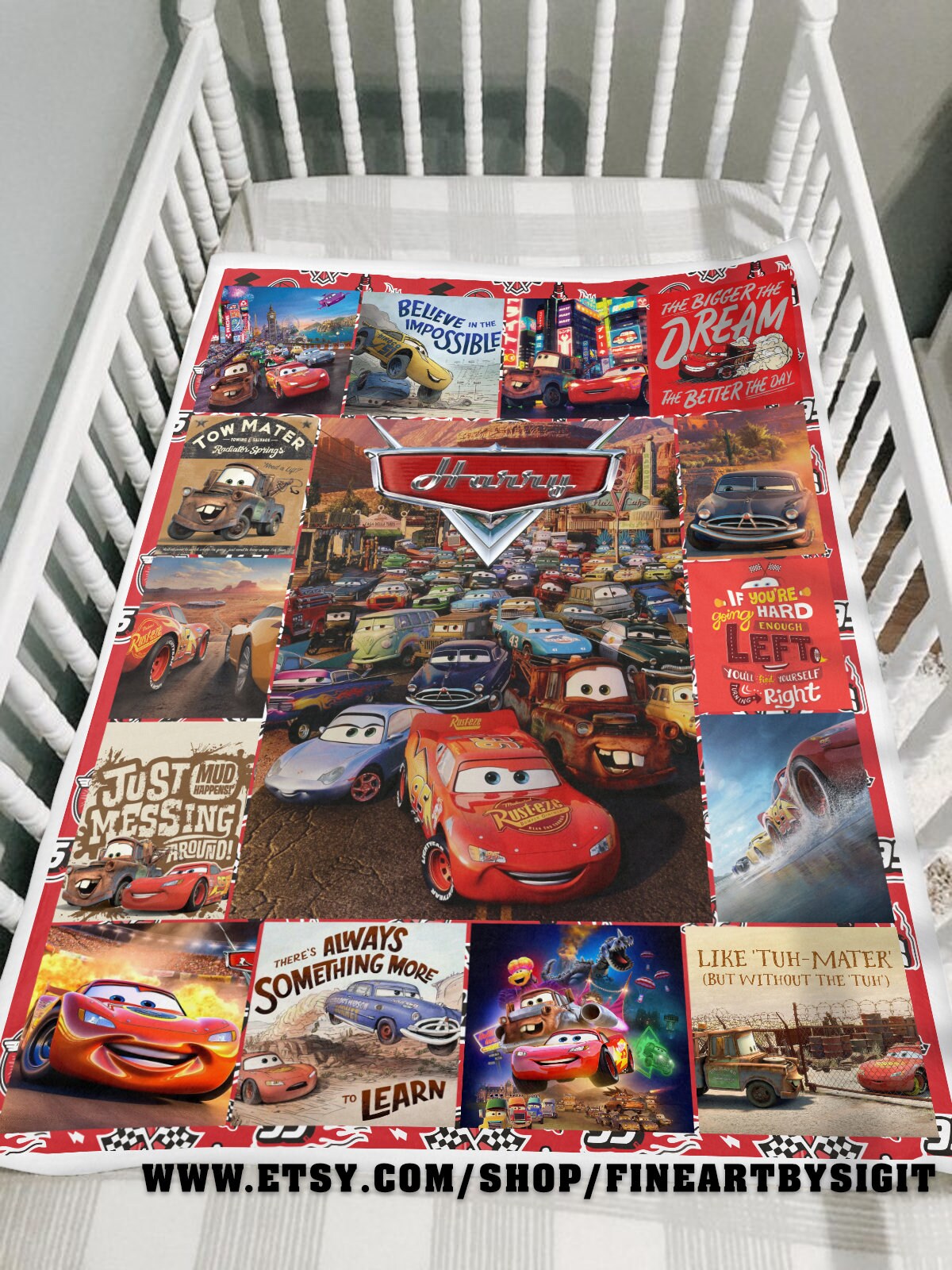 Personalized Pixar Cars Blanket, Lightning Mcqueen Fleece Mink Sherpa ...