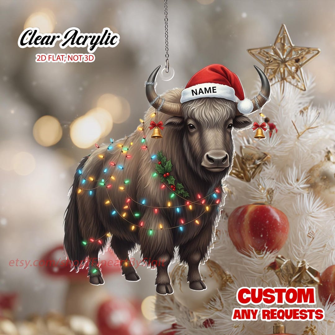 Yak Christmas Ornament, Personalized Custom Name Yak Lover Gift, Farm ...