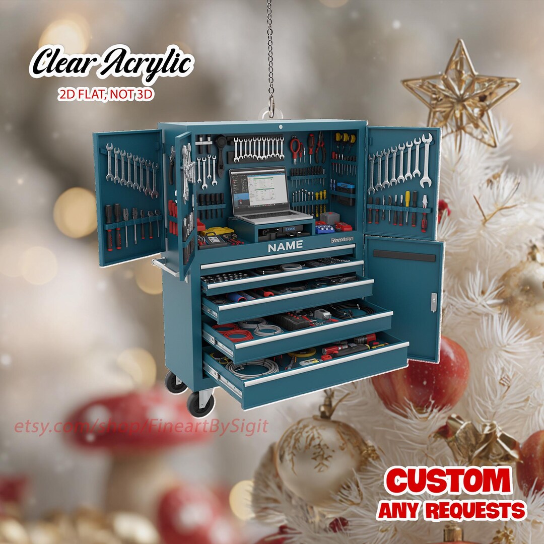 Mechanics Tool Chest Acrylic Ornament, Personalized Custom Name ...
