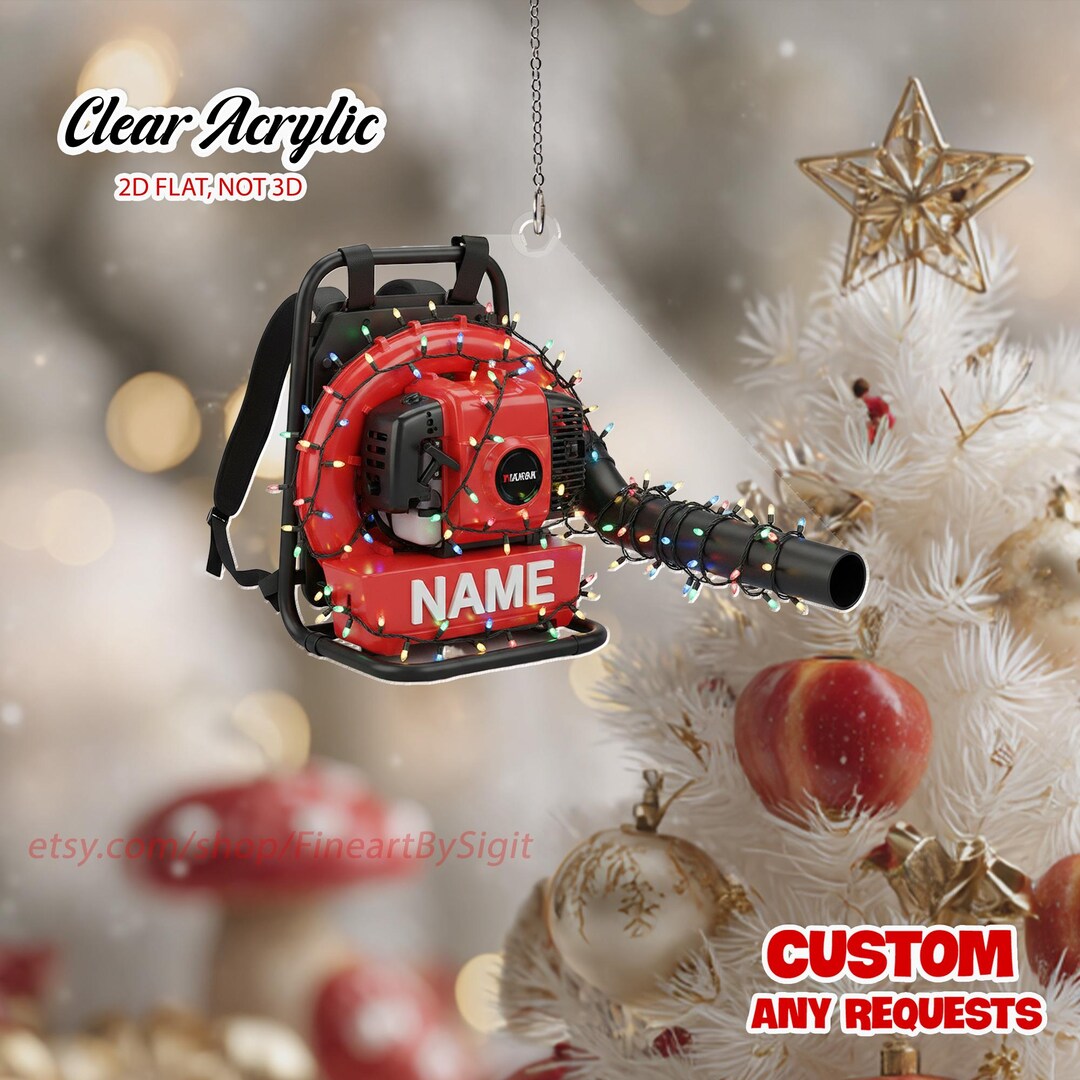Custom Name Backpack Leaf Blower Ornament, Personalized Landscaper Gift ...
