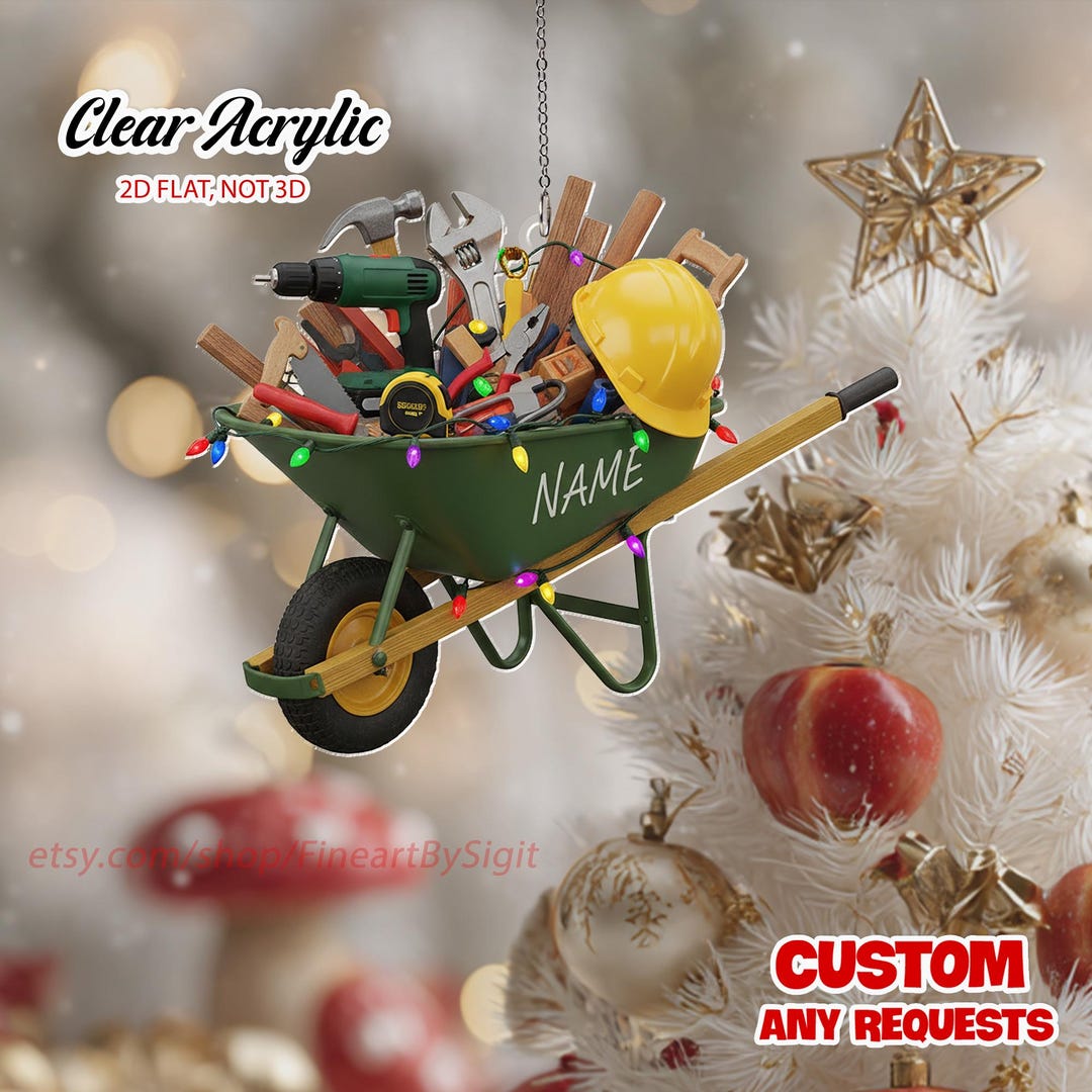 Custom Name Wheelbarrow Ornament, Personalized Gardener Gift, Yard Work ...