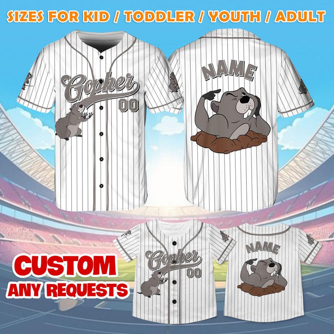 Winnie the Pooh Gopher Jersey Shirt, Disney Winnie the Pooh Baseball ...
