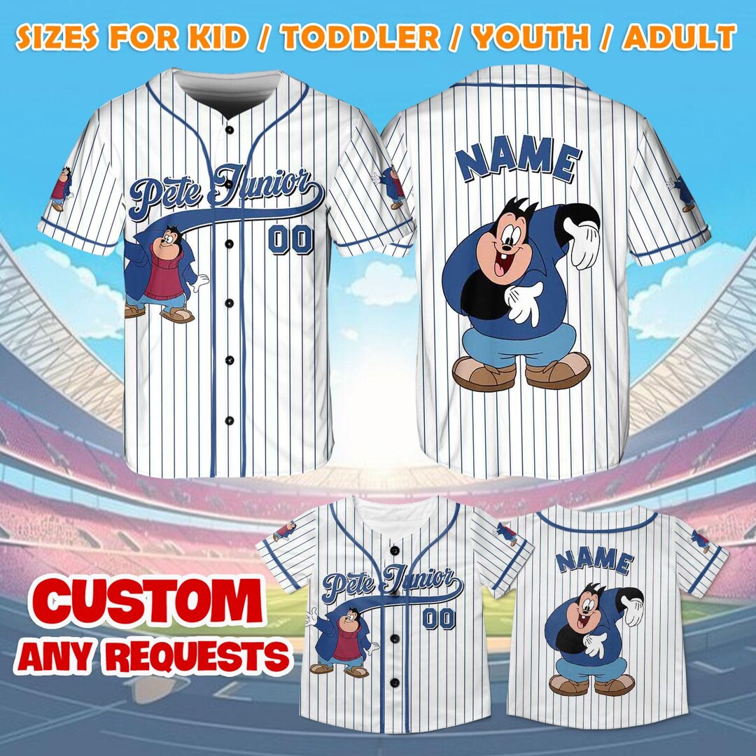Goofy Movie PJ Pete Jersey Shirt, Disney Pete Junior Baseball Jersey ...
