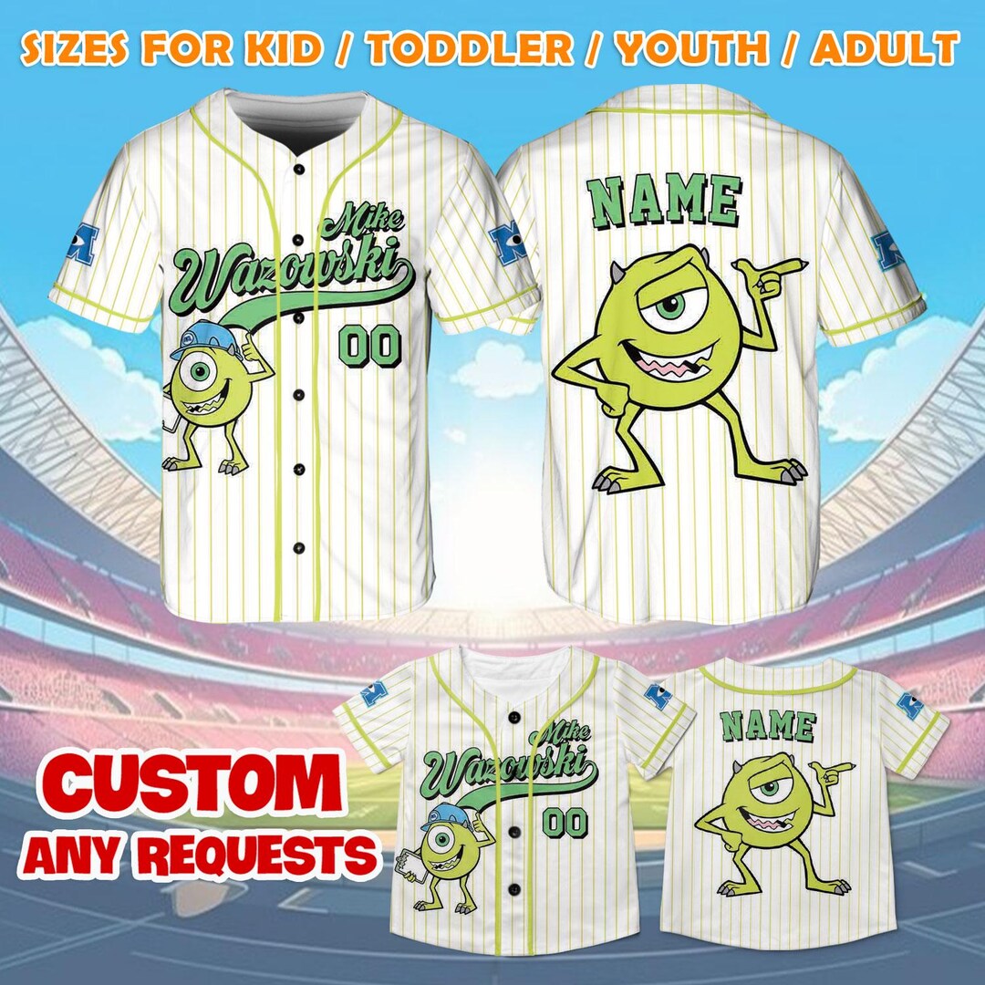 Pixar Monsters Inc Jersey, Disney Monsters Inc Family Jerseys, Disney Baseball Jersey Shirt ...