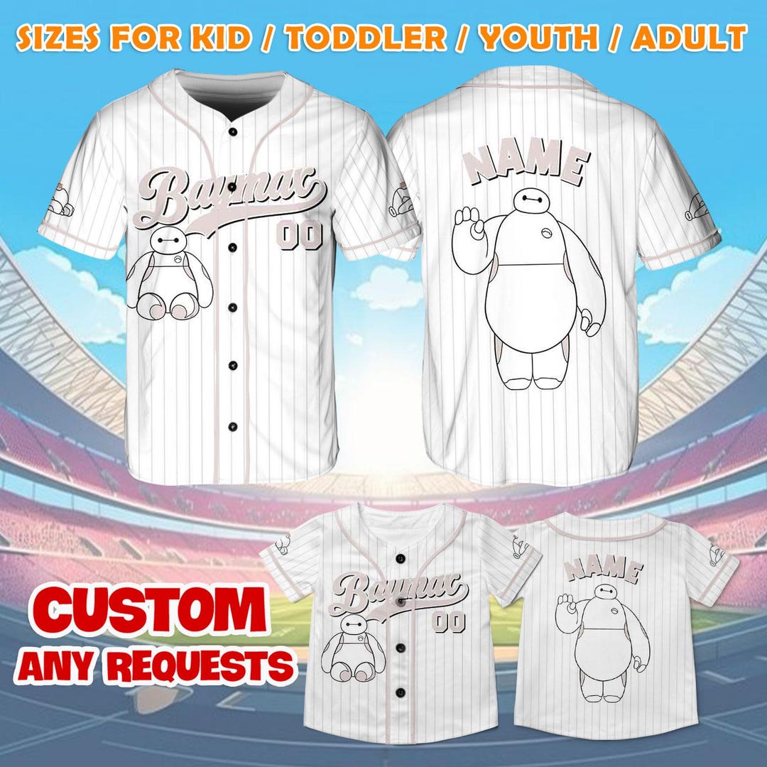 Big Hero Baymax Jersey Shirt, Disney Big Hero 6 Baseball Jersey, Baymax ...