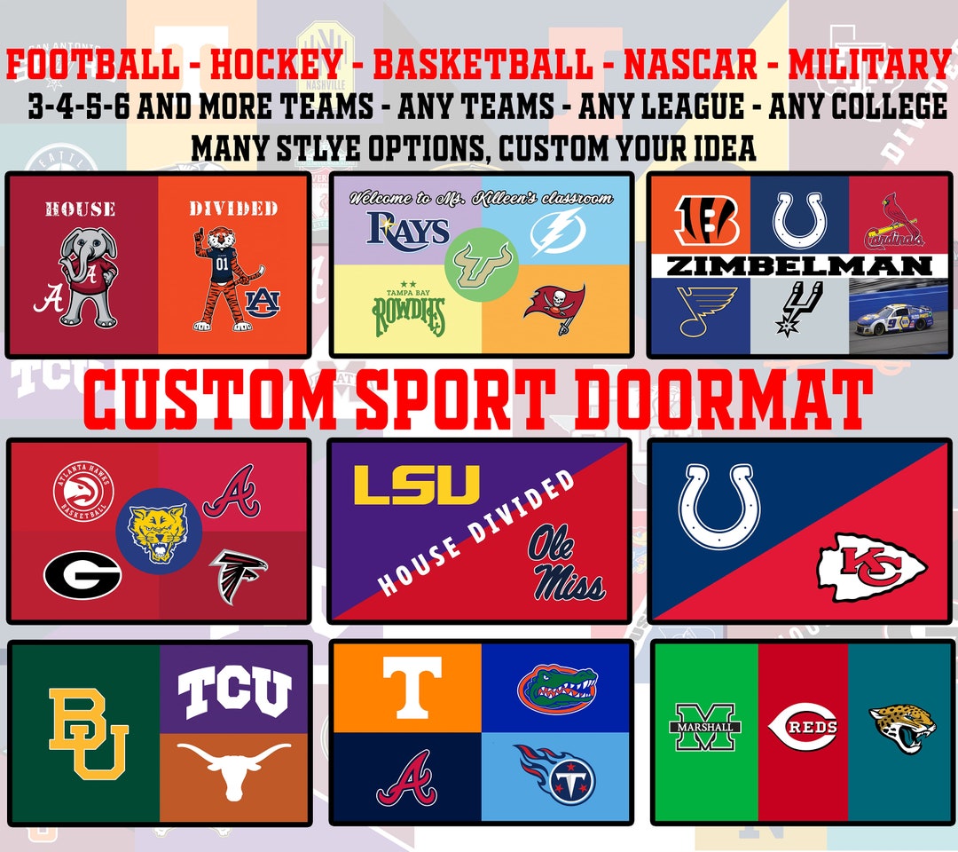 Custom House Divided Doormat, College Football, Hockey, Basketball ...