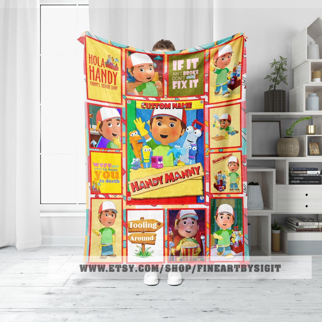 Personalized Handy Manny Blanket, Custom Name Handy Manny Baby Kids ...