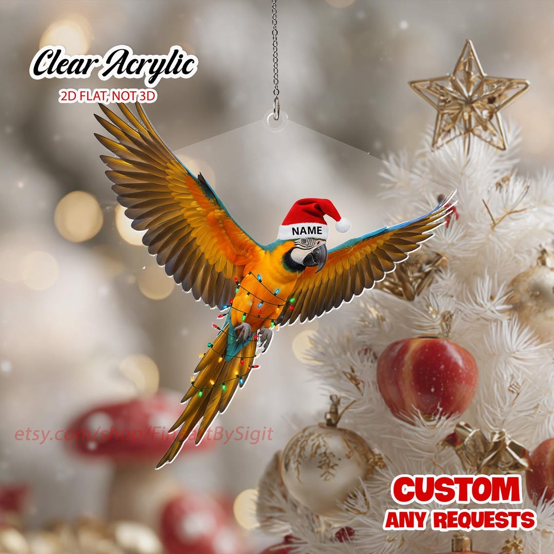 Macaw Christmas Ornament, Personalized Custom Name Parrot Mom Gift ...