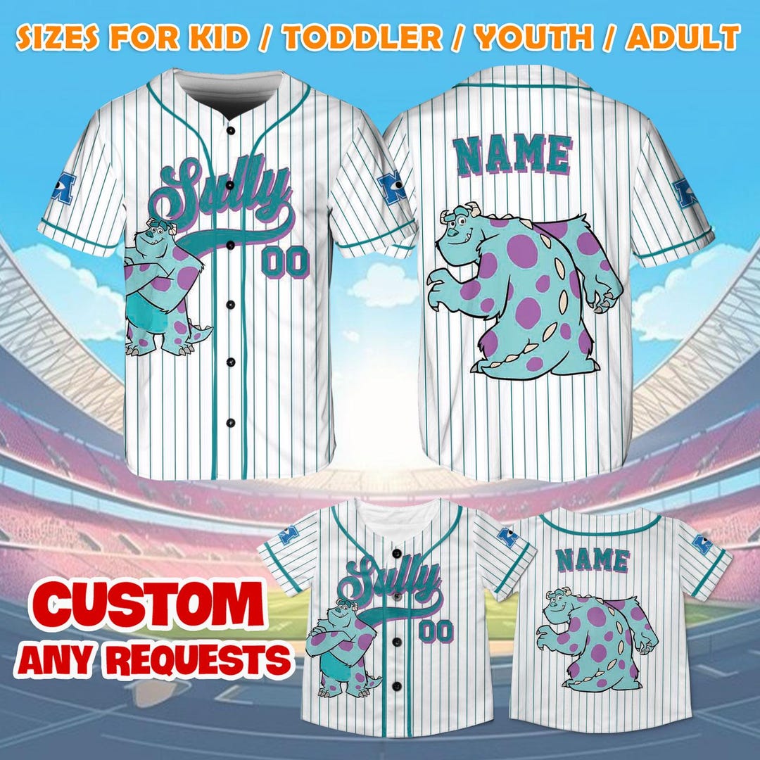 Pixar Monsters Inc Sully Jersey Shirt, Disney Monsters Inc Baseball ...