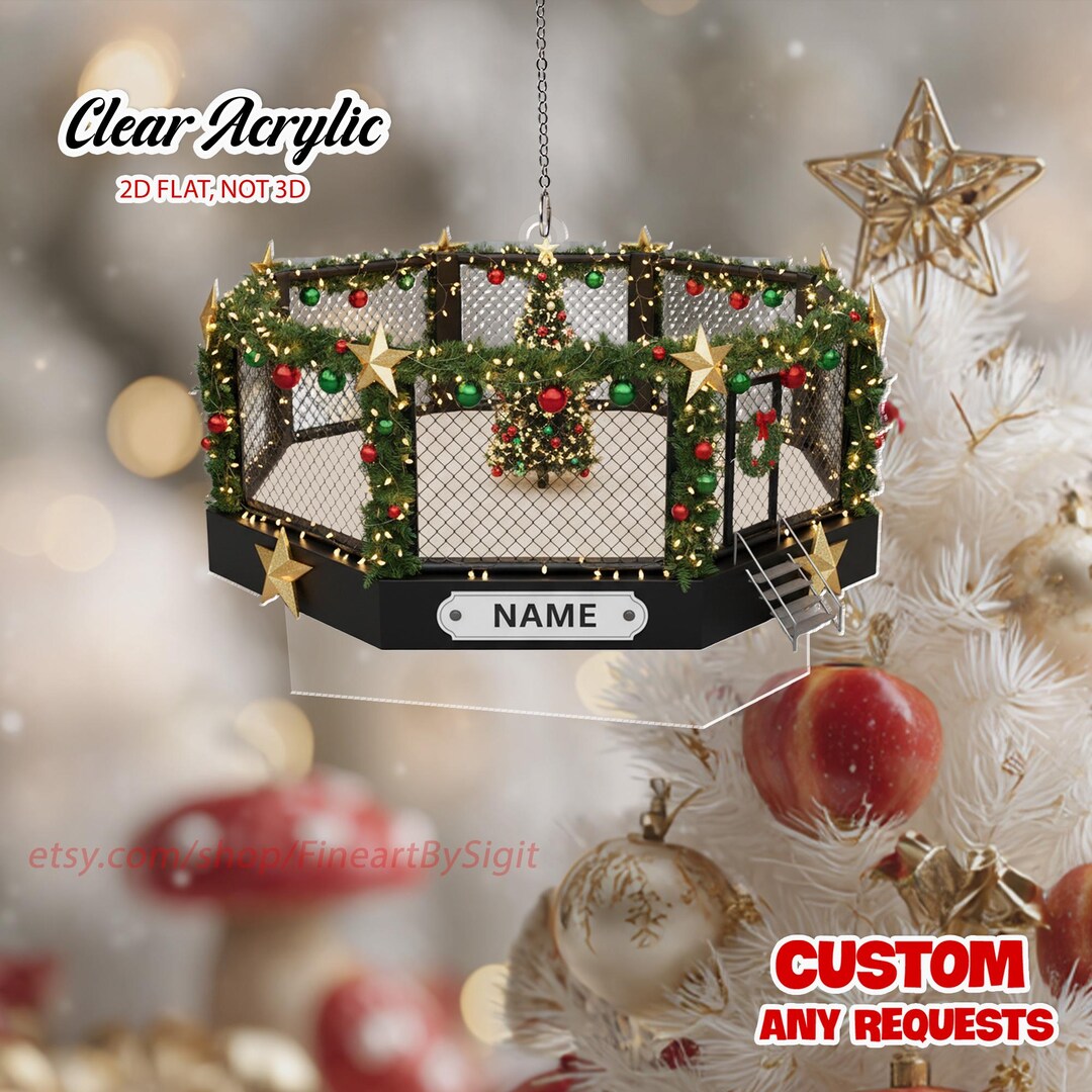 Octagon Cage Acrylic Ornament, Personalized Custom Name MMA Fighter ...