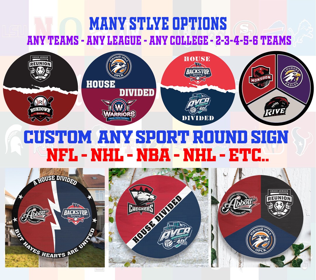 Custom House Divided Insert Team Logo Sign, New University College ...