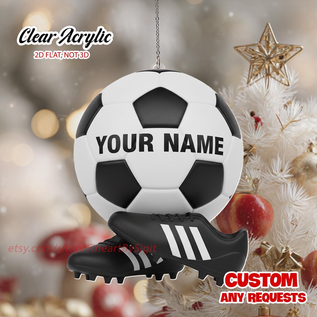 Soccer Ball and Cleats Ornament, Personalized Custom Name Player Gift ...