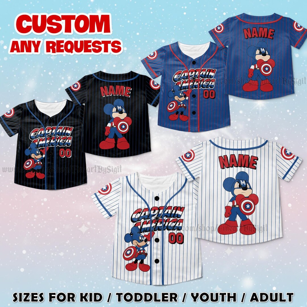 Mickey Captain America Cosplay Baseball Jersey, Mickey Captain Costume ...