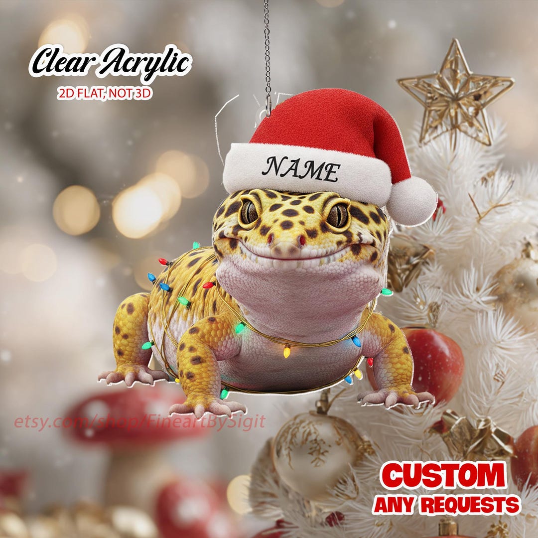 Leopard Gecko Christmas Ornament, Personalized Custom Name Pet Lover ...