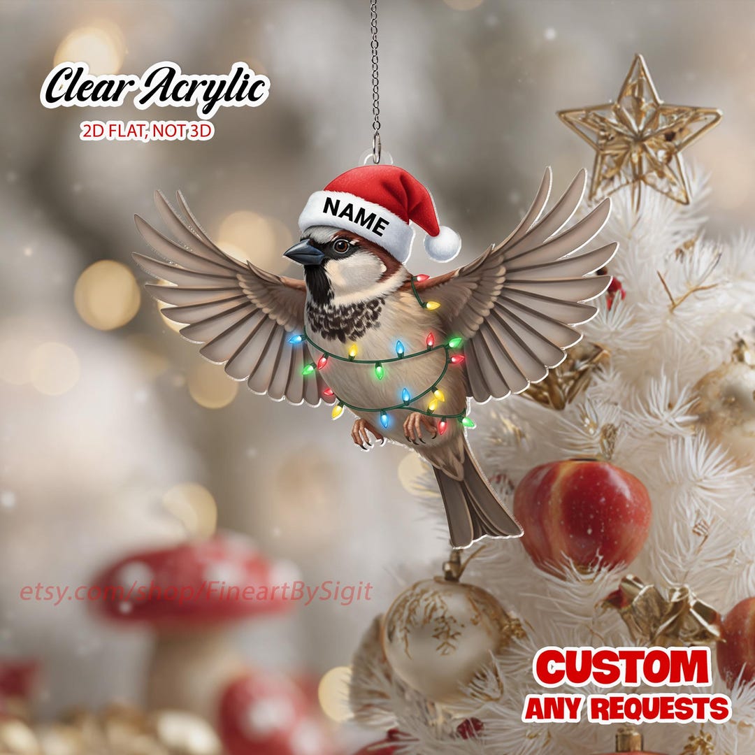 House Sparrow Ornament, Personalized Custom Name Bird Watcher Gift ...