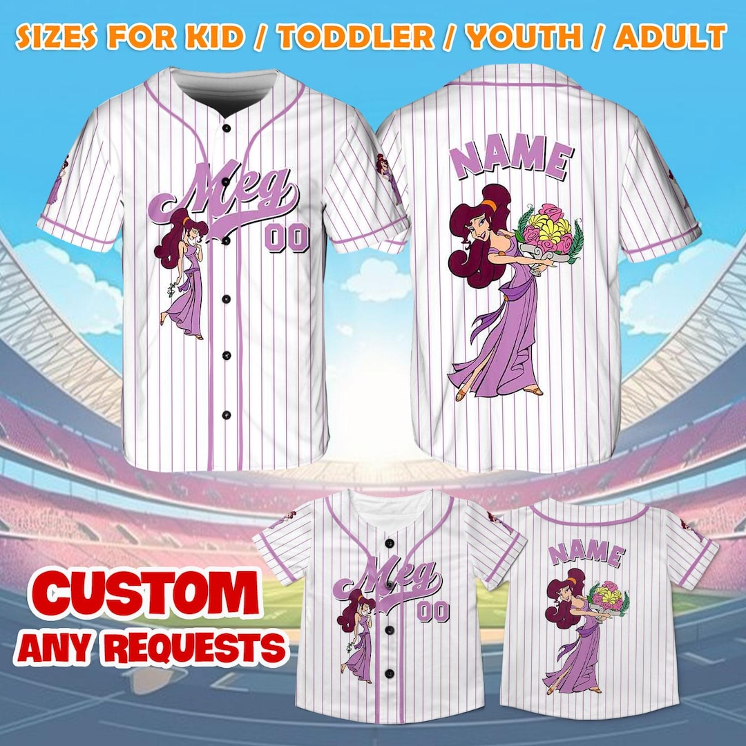 Hercules Meg Jersey Shirt, Disney Hercules Baseball Jersey, Disney ...