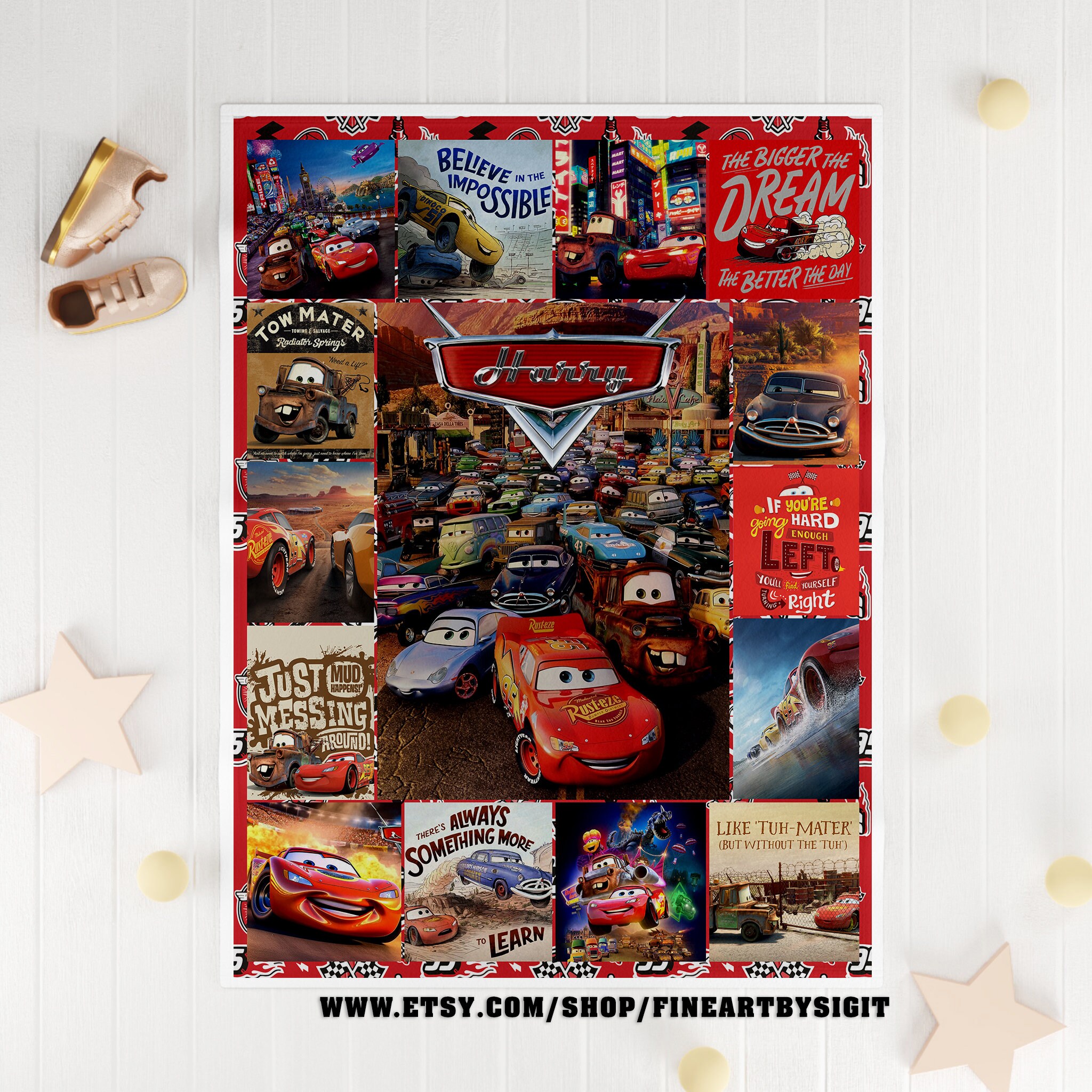 Personalized Pixar Cars Blanket, Lightning Mcqueen Fleece Mink Sherpa ...