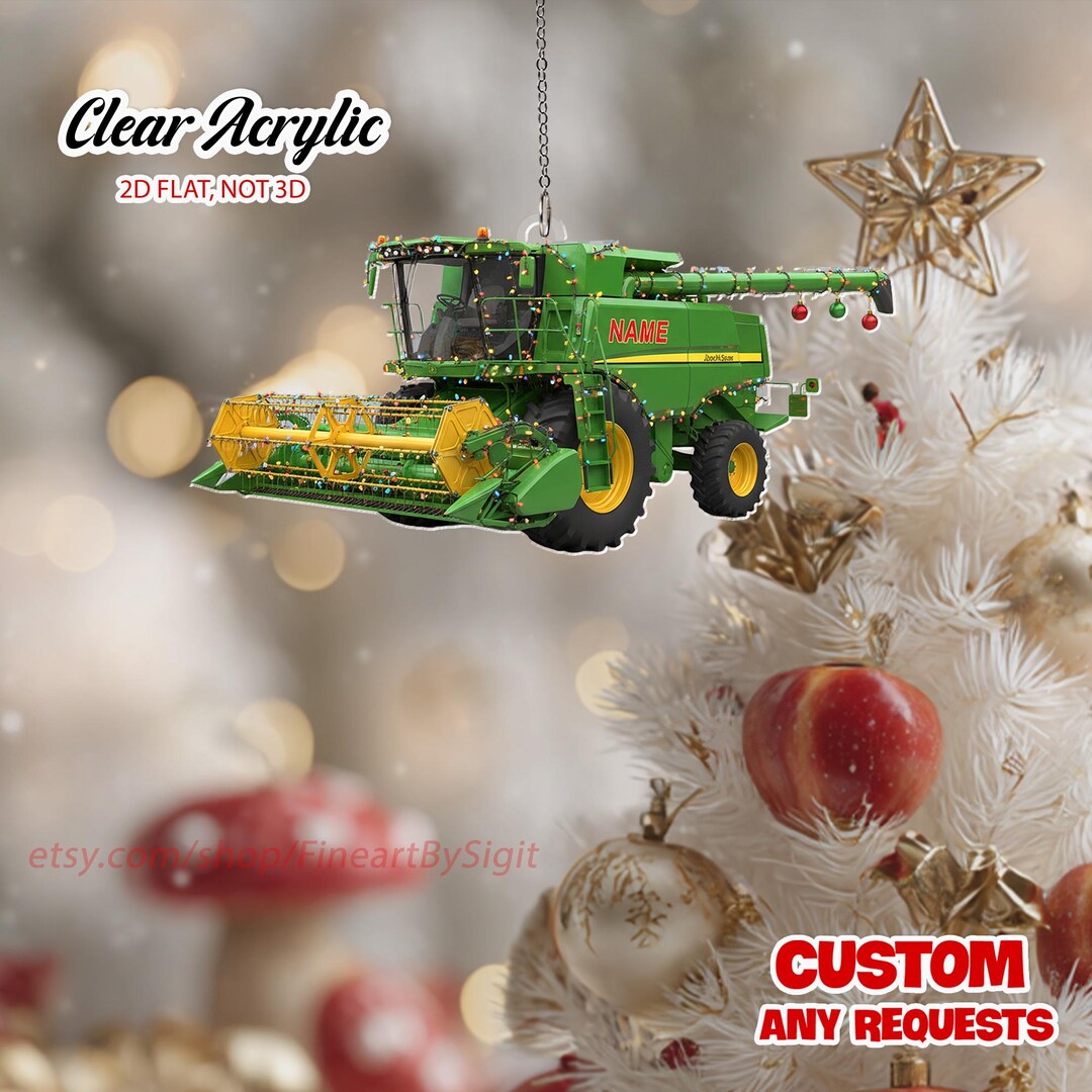 Personalized Combine Harvester Acrylic Ornament, Custom Name Farmer ...