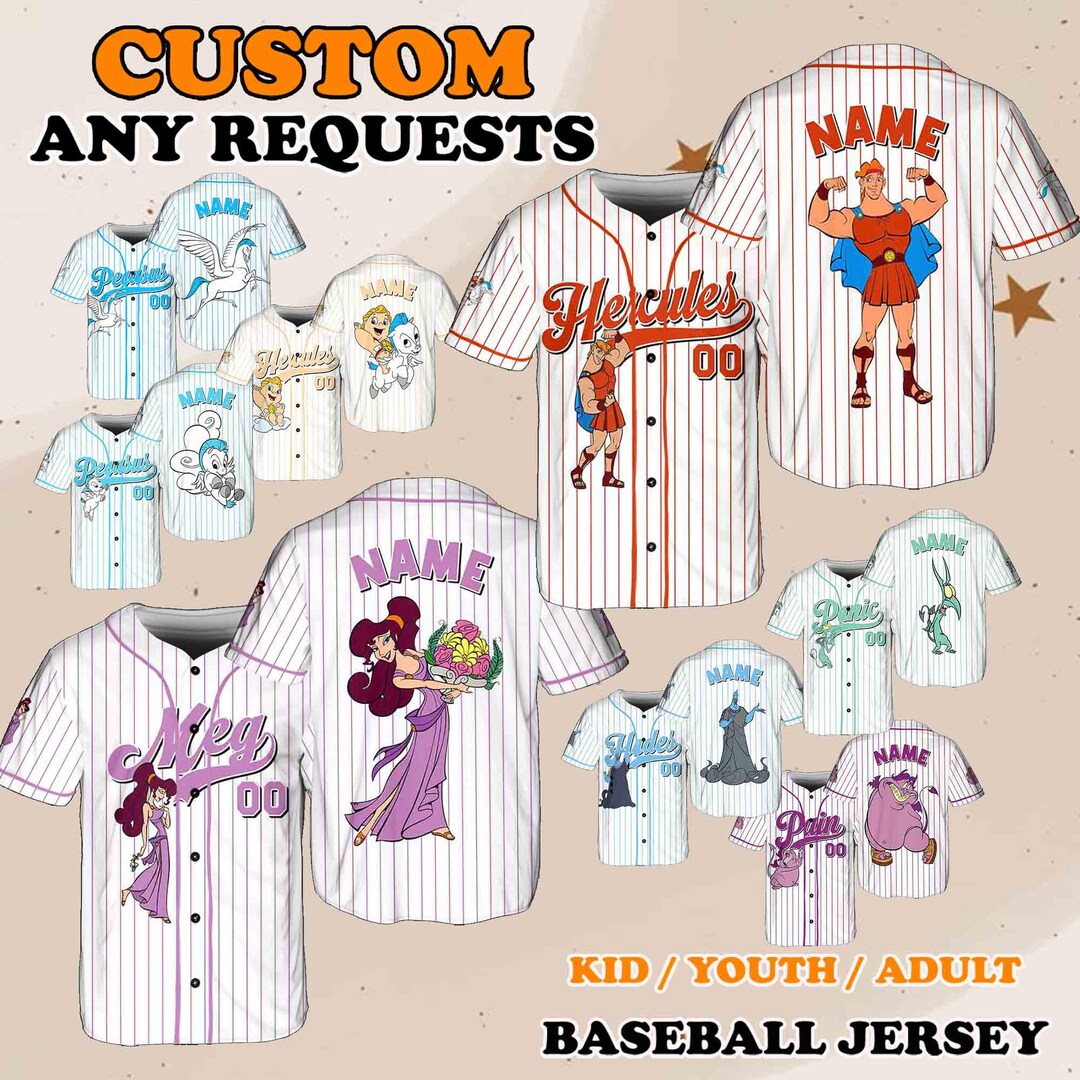 Disney Hercules Characters Jersey, Hercules and Meg Jersey, Hades ...