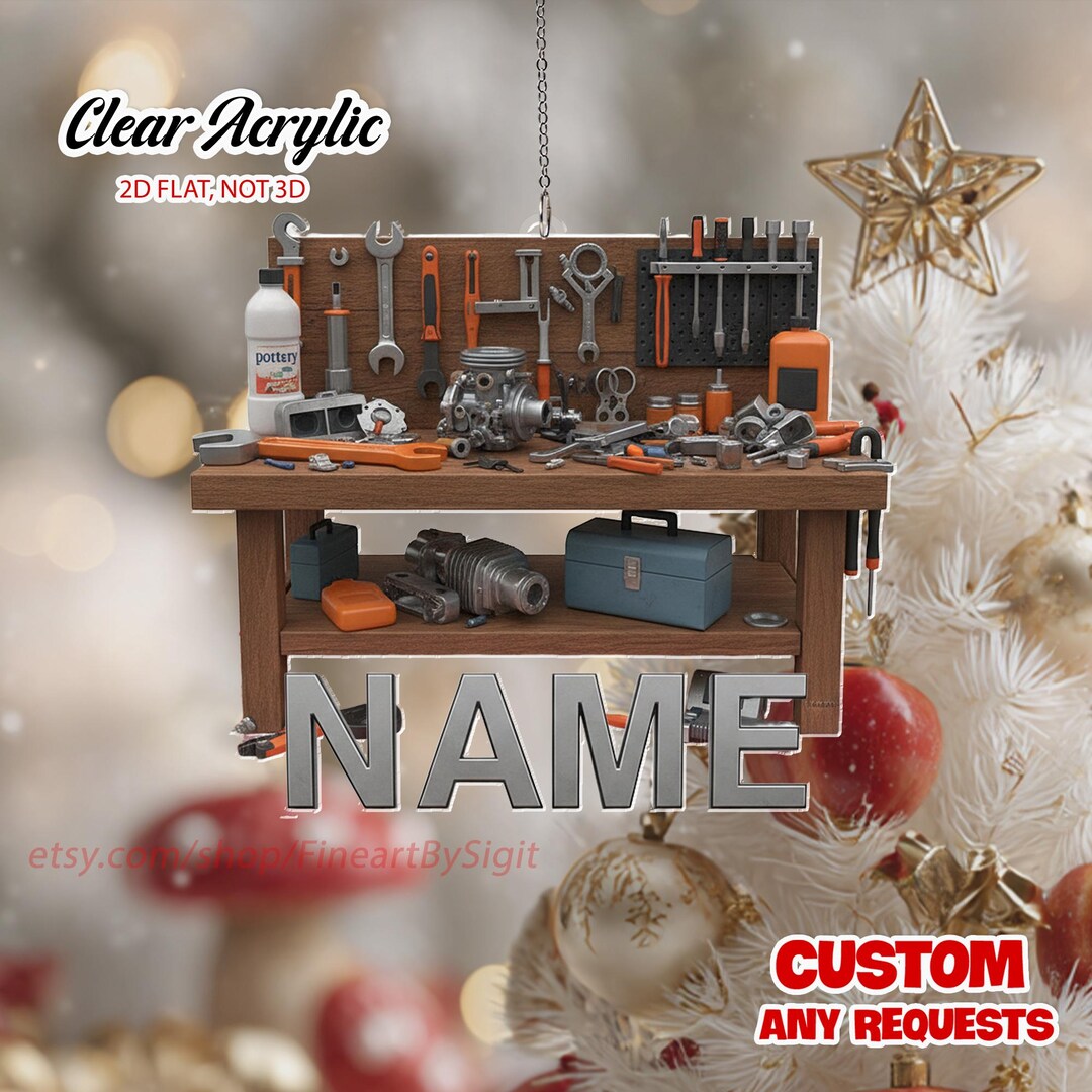 Messy Mechanic Workbench Ornament, Personalized Custom Name Car Guy ...