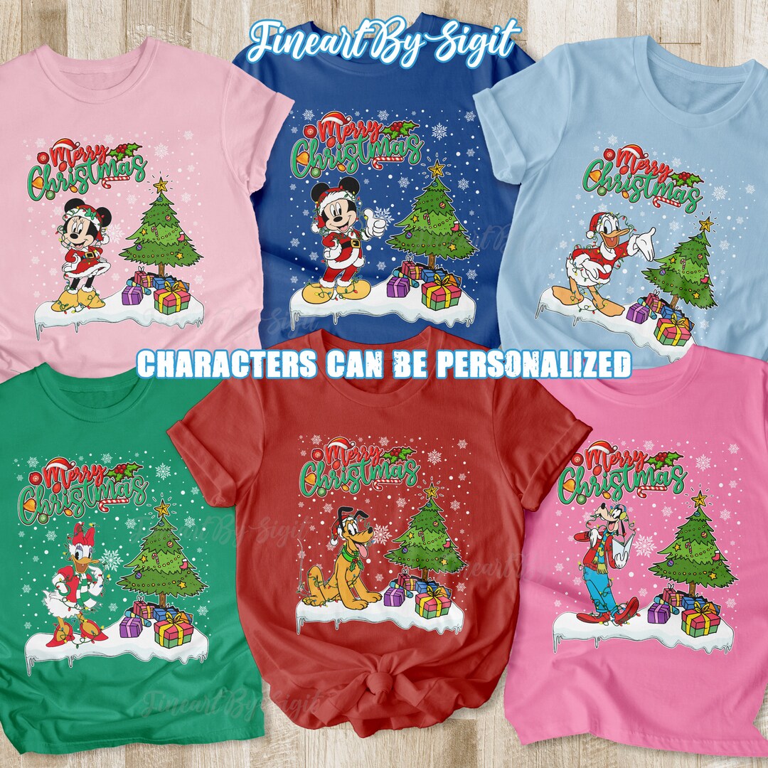 Personalized Disney Character Christmas Shirt, Cute Mickey Cartoon ...