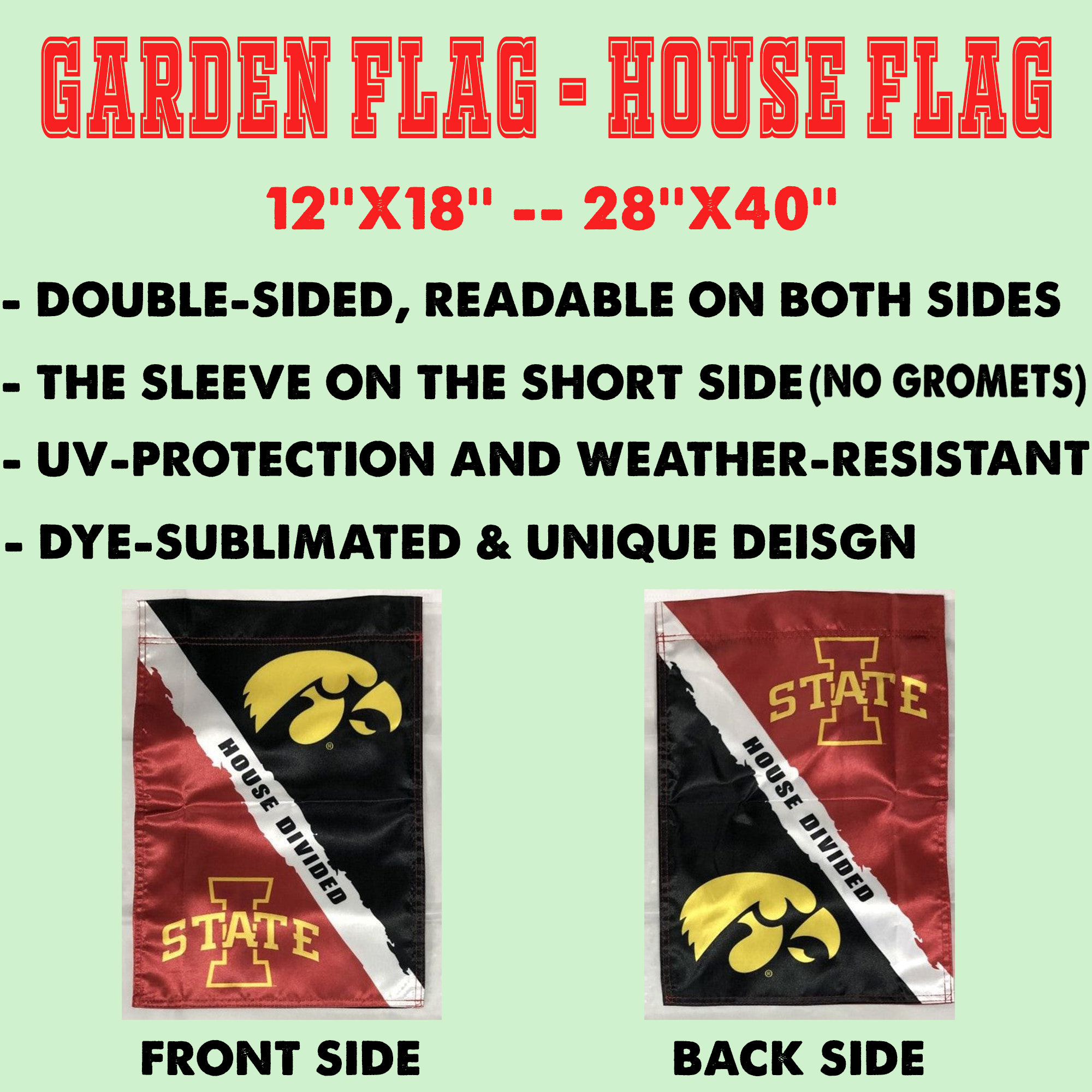 Custom House Divided Flag, Sport Teams Logo Flag, College Football Flag ...