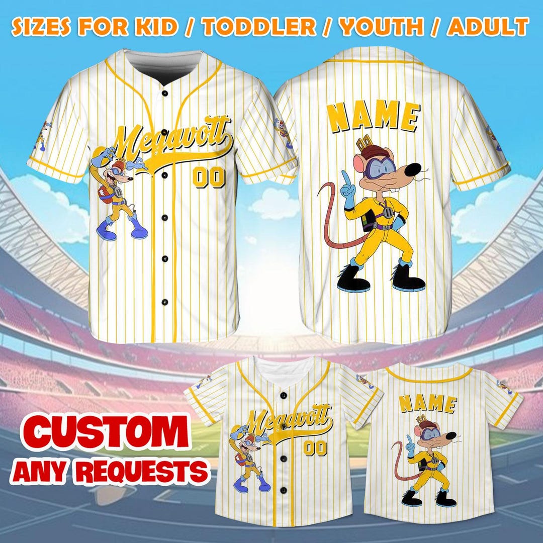 Disney Megavolt Jersey Shirt, Disney Darkwing Duck Baseball Jersey ...