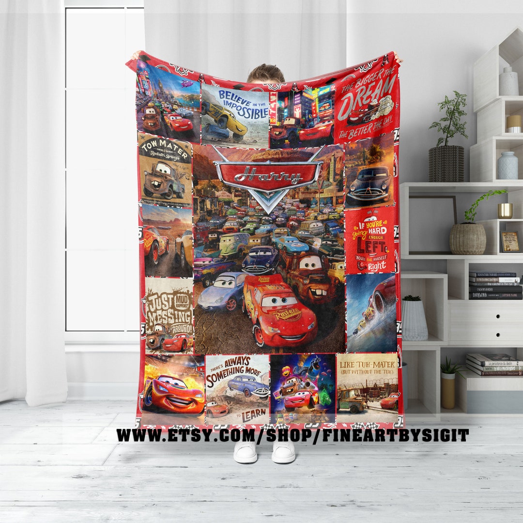 Personalized Pixar Cars Blanket, Lightning Mcqueen Fleece Mink Sherpa ...